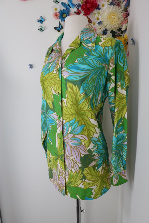 Vintage 70s LADY BAYARD Floral Shirt - 1970s Colourfu… - Gem