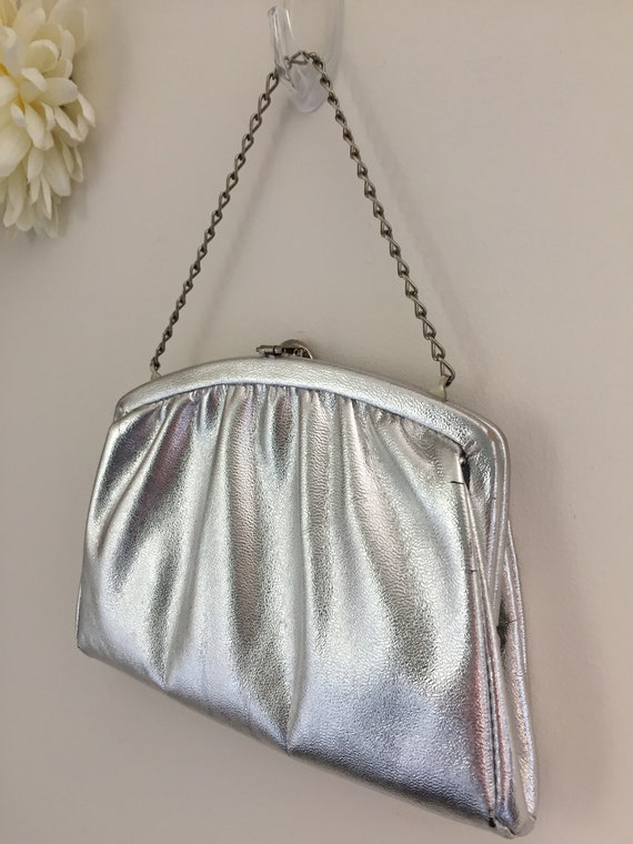 1950s Silver Evening Clutch - Vintage Metallic Evenin… - Gem
