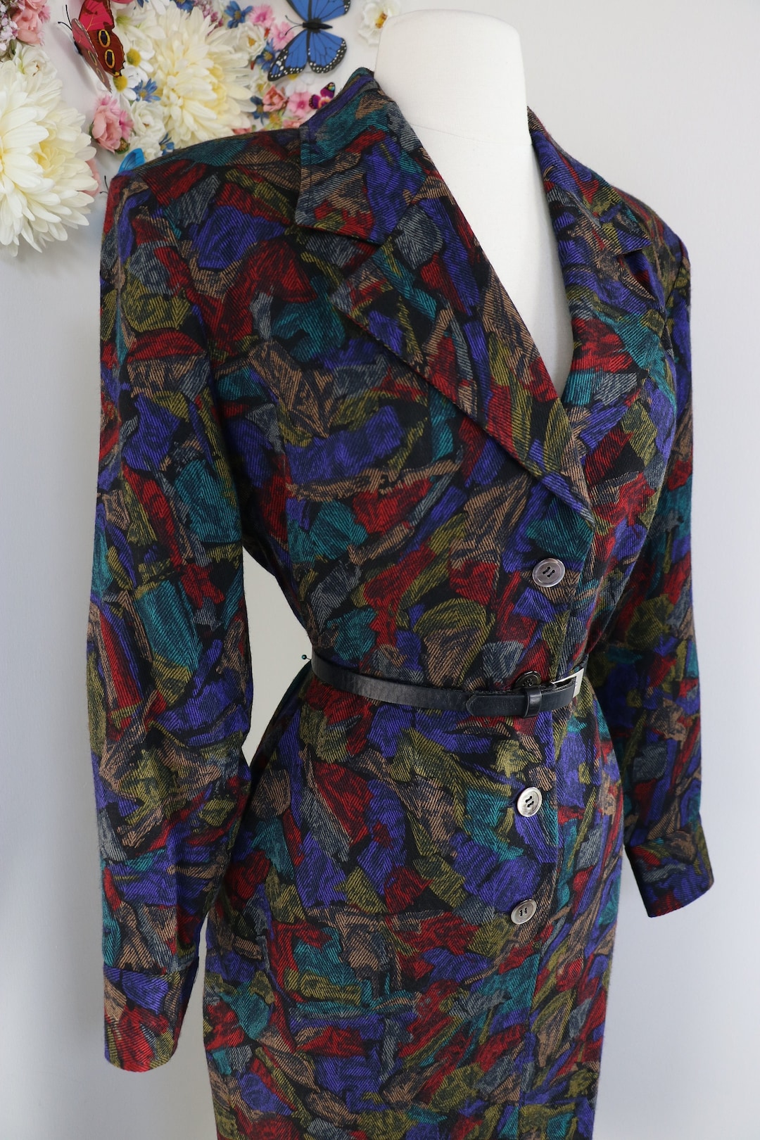 PORTS INTERNATIONAL Shirt Dress With Pockets Vintage 1980s Wool ...