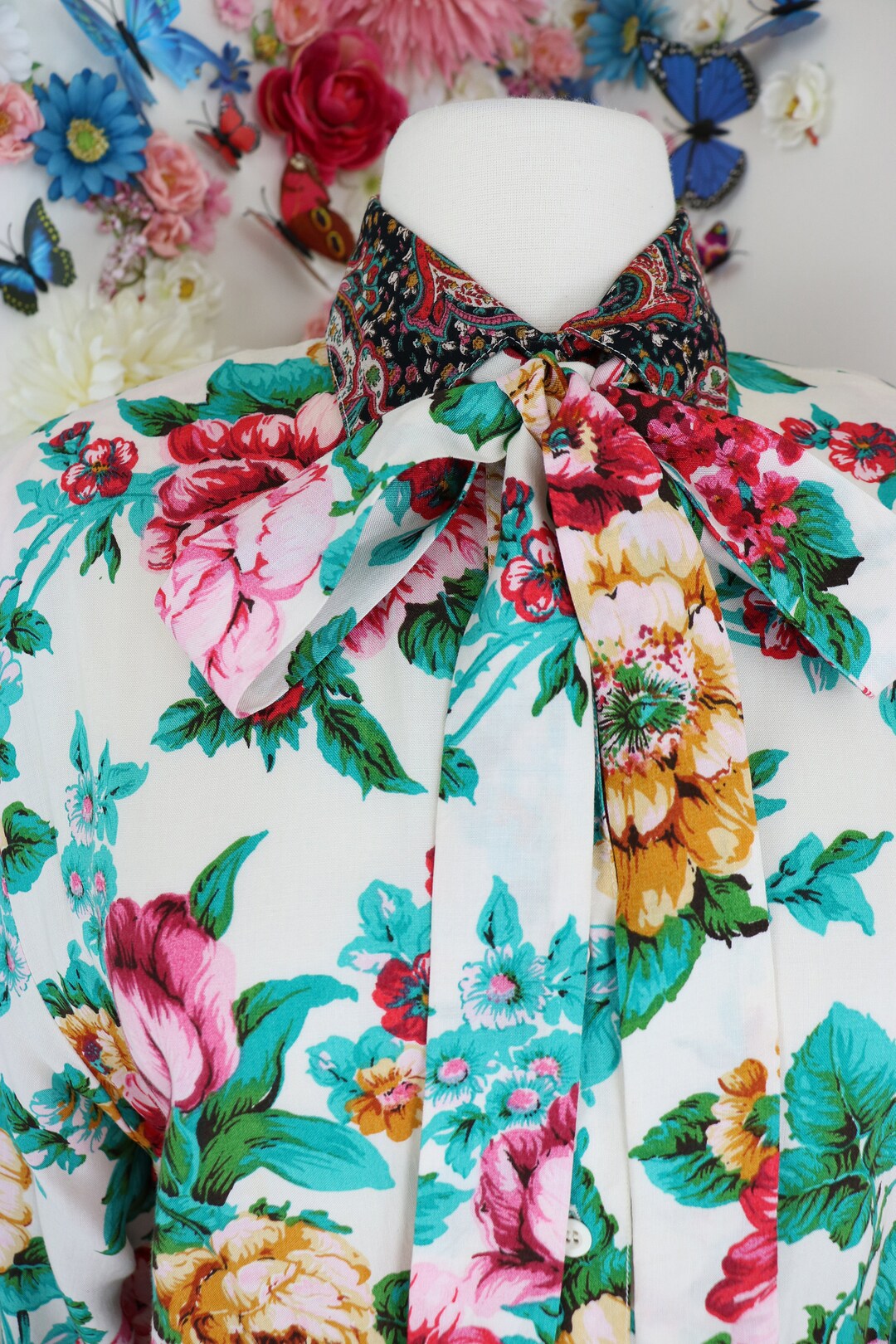 80s Vintage Floral Midi Dress 1980s CAROLE LITTLE Modest Day Dress 80s ...