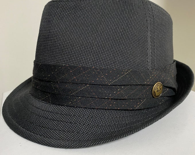 Vintage GOORIN BROS Hat Dark Grey Black Fedora With Band & Metal Button ...