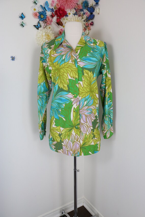 Vintage 70s LADY BAYARD Floral Shirt - 1970s Colourfu… - Gem