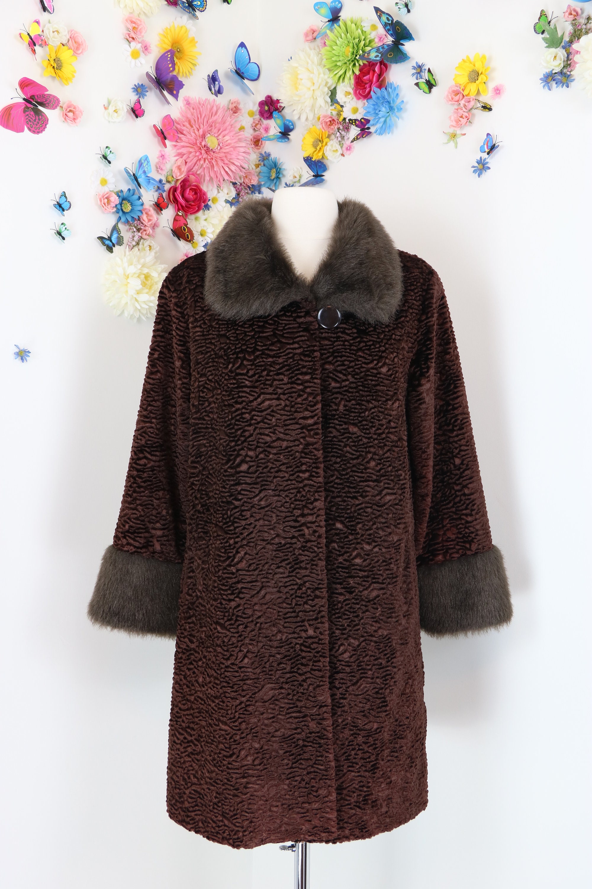 1990s Does 1940s Trapeze Coat Swing Coat Faux Persian Lamb - Etsy Canada