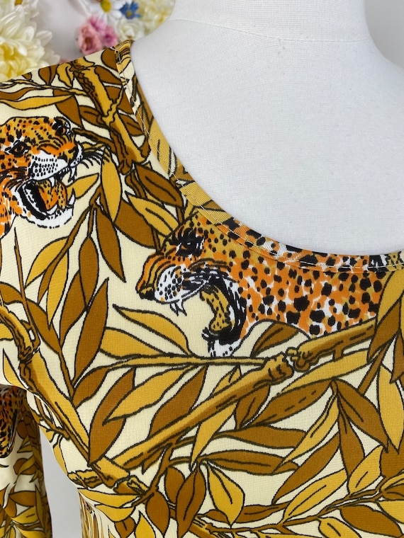 70s Tiger Jaguar Novelty Print Shirt - Vintage 1970s … - Gem