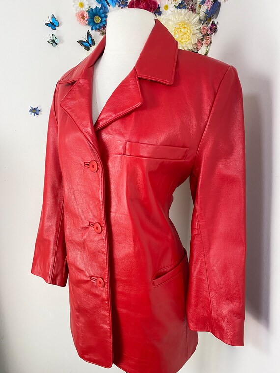 80s Red Leather Jacket - Vintage 1980s OCEAN WEST Mid… - Gem