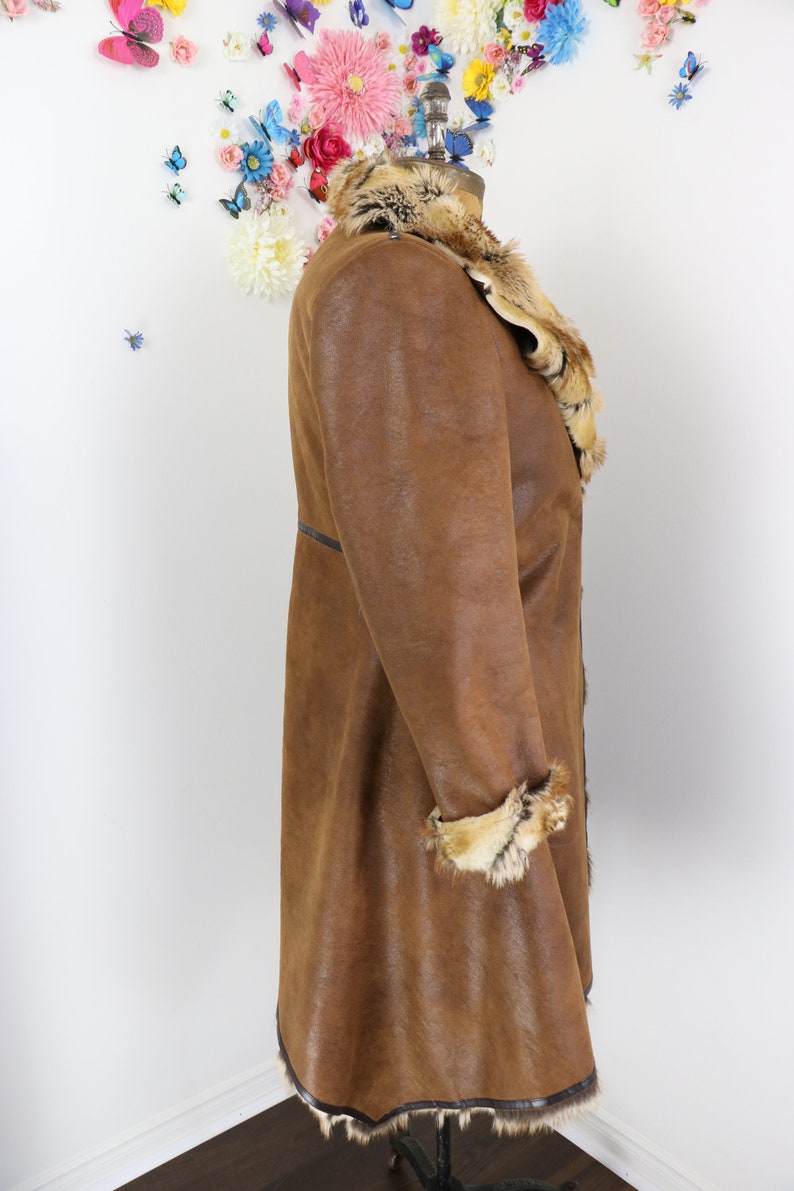 Faux Leather Fur Shearling Winter Coat by UTEX Warm Long | Etsy