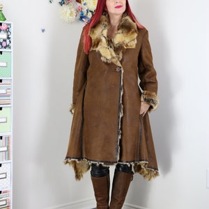 Faux Leather Fur Shearling Winter Coat by UTEX Warm Long - Etsy