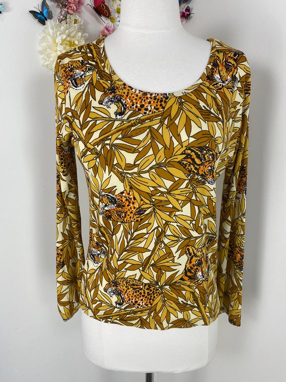 70s Tiger Jaguar Novelty Print Shirt - Vintage 1970s … - Gem