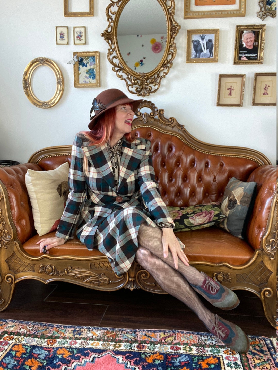 Vintage Plaid Dress Suit 2 Piece Skirt Blazer 60s Green Preppy Classic ...