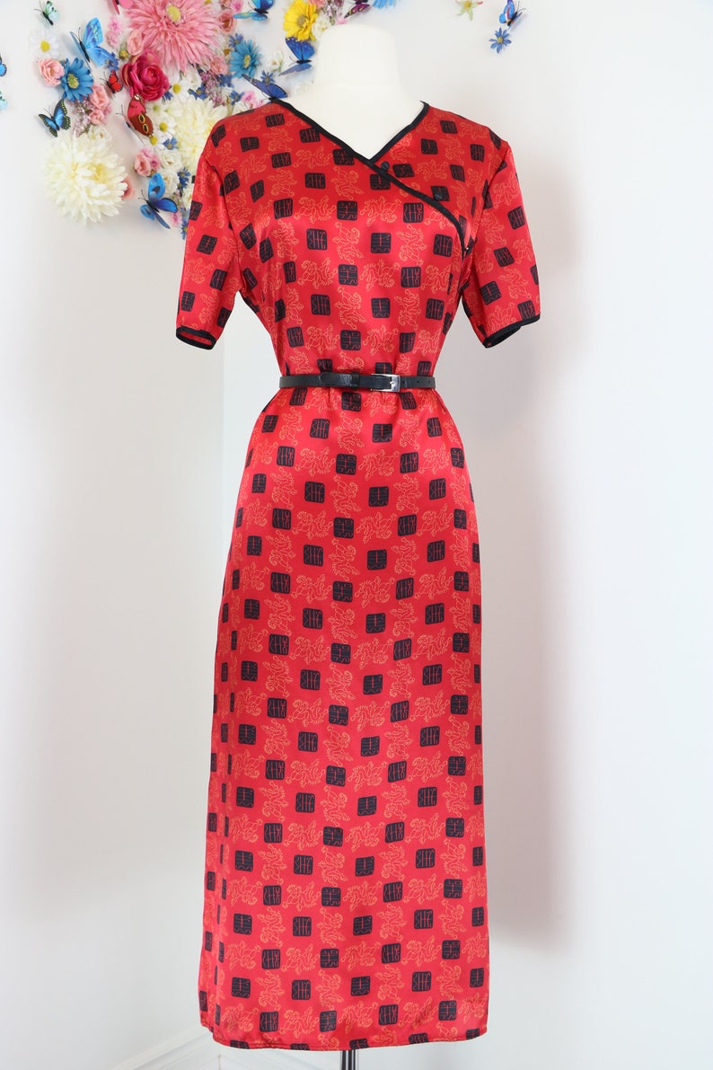 1980s Dress Chinese Asian Cheongsam Midi Shift Dress Short - Etsy