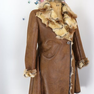 Faux Leather Fur Shearling Winter Coat by UTEX Warm Long - Etsy