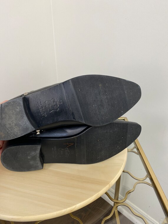 Vintage Boots 80s STUART WEITZMAN Black Leather Metal… - Gem