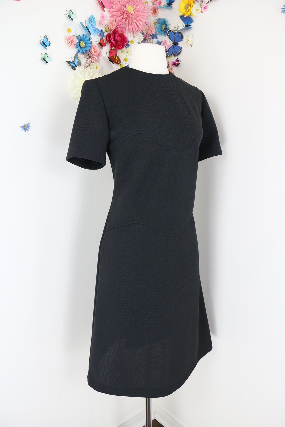 Vintage 70s Black Mod Dress 1970s LBD Secretary Day Dress | Etsy