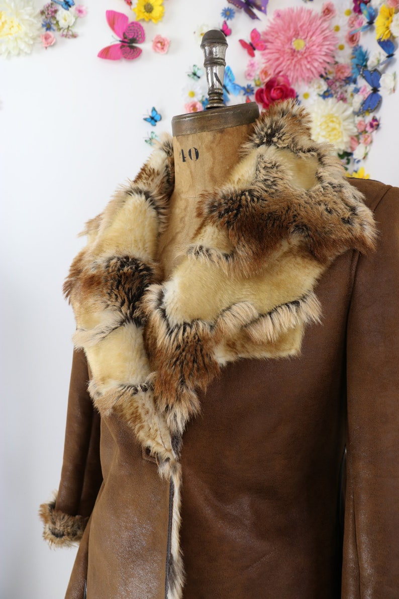 Faux Leather Fur Shearling Winter Coat by UTEX Warm Long | Etsy