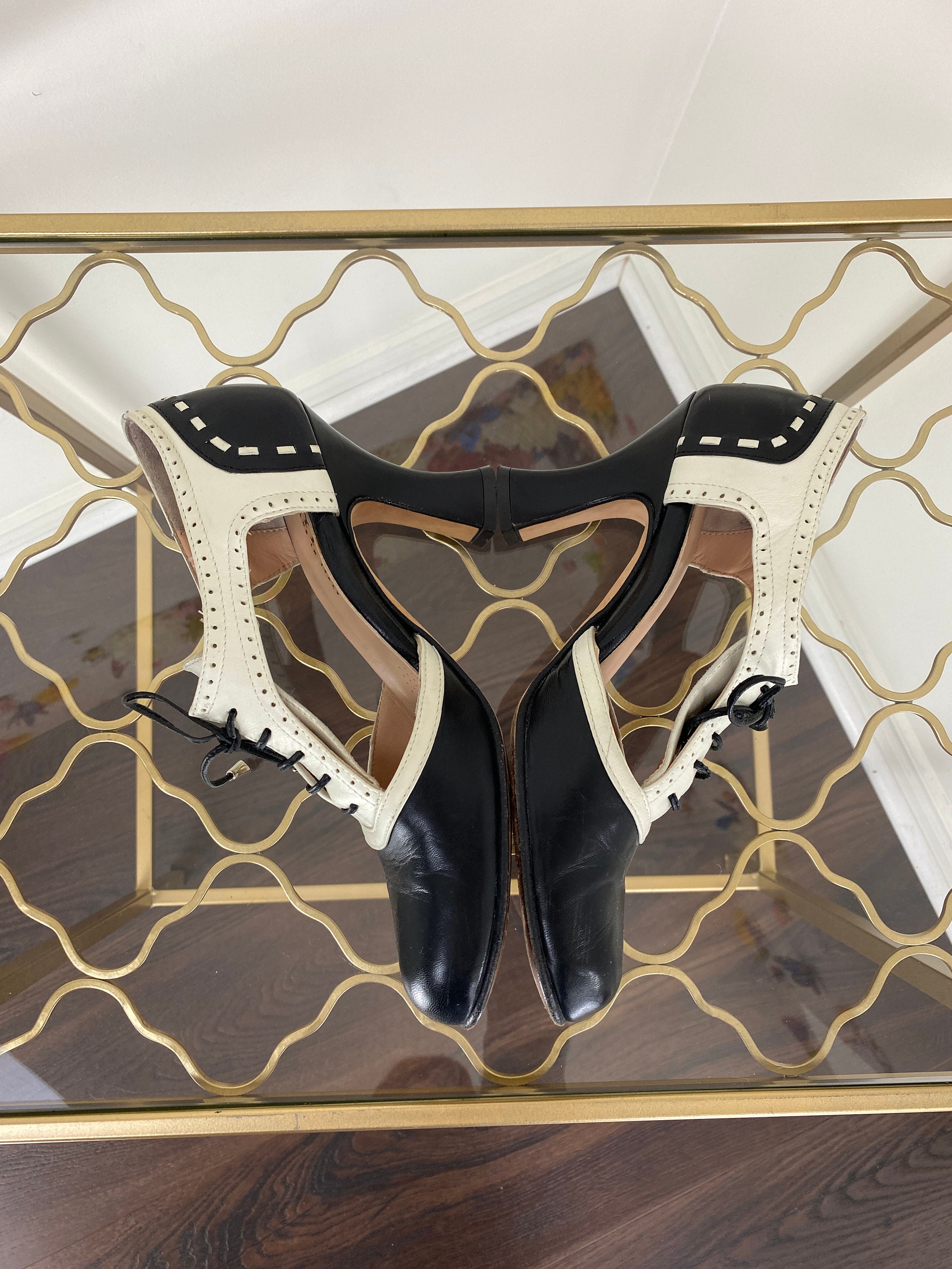 Handmade Designer Spectator Saddle Shoes Pump 37.5 EU 7 US | Etsy