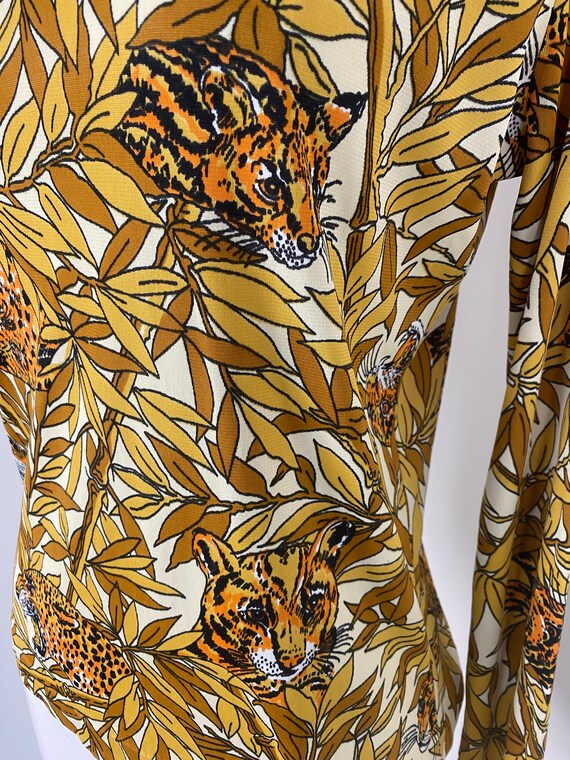 70s Tiger Jaguar Novelty Print Shirt - Vintage 1970s … - Gem