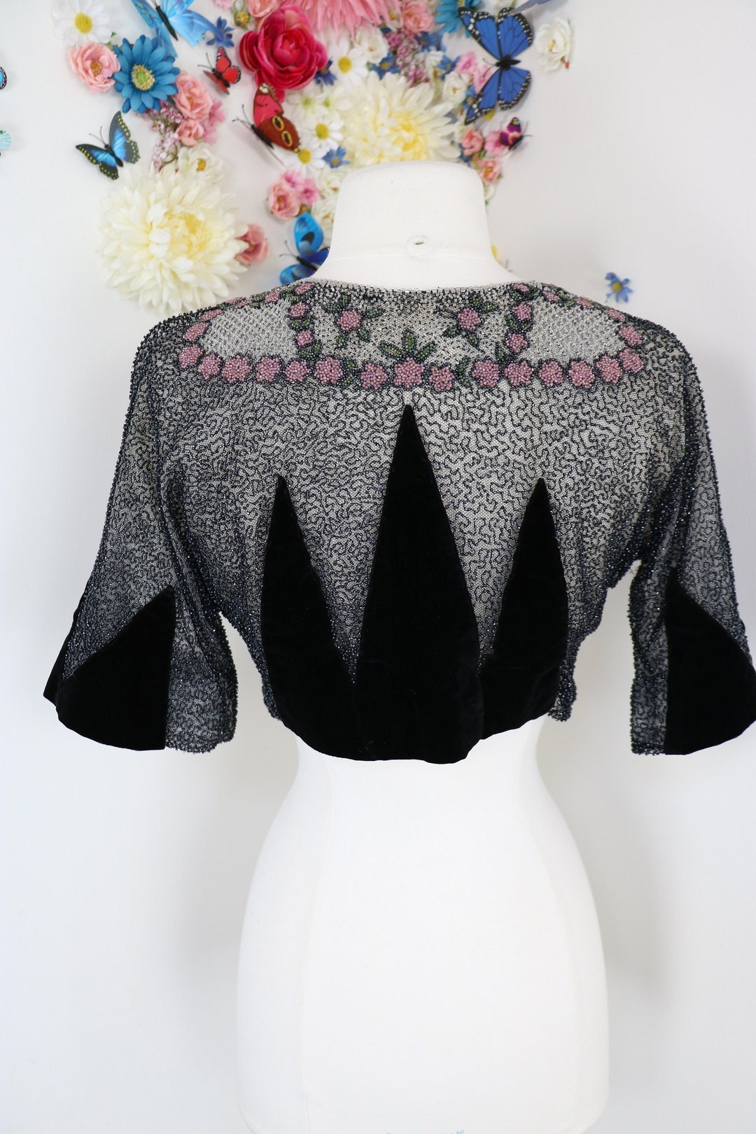 Antique 1920s Beaded Velvet Caplet Cropped Jacket 20s Art Deco Great ...