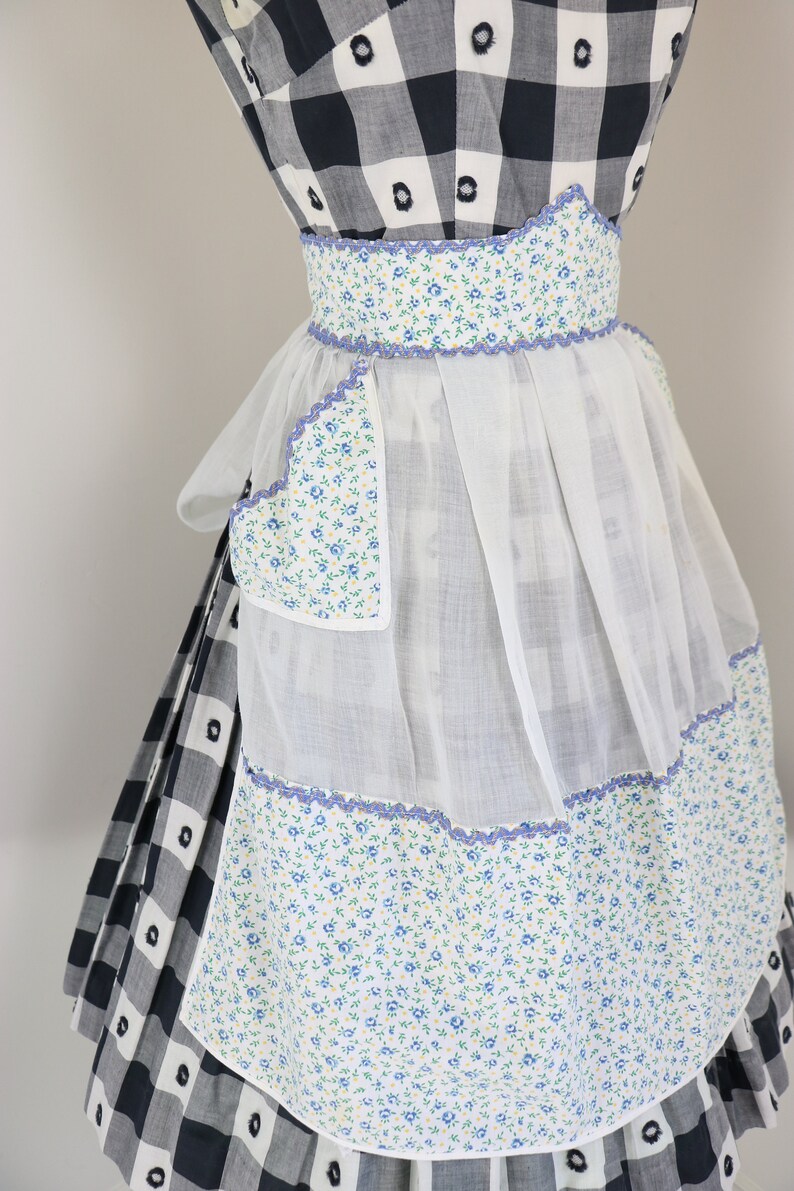 Vintage Apron 1950s Handmade Floral Calico Half Apron Rick | Etsy