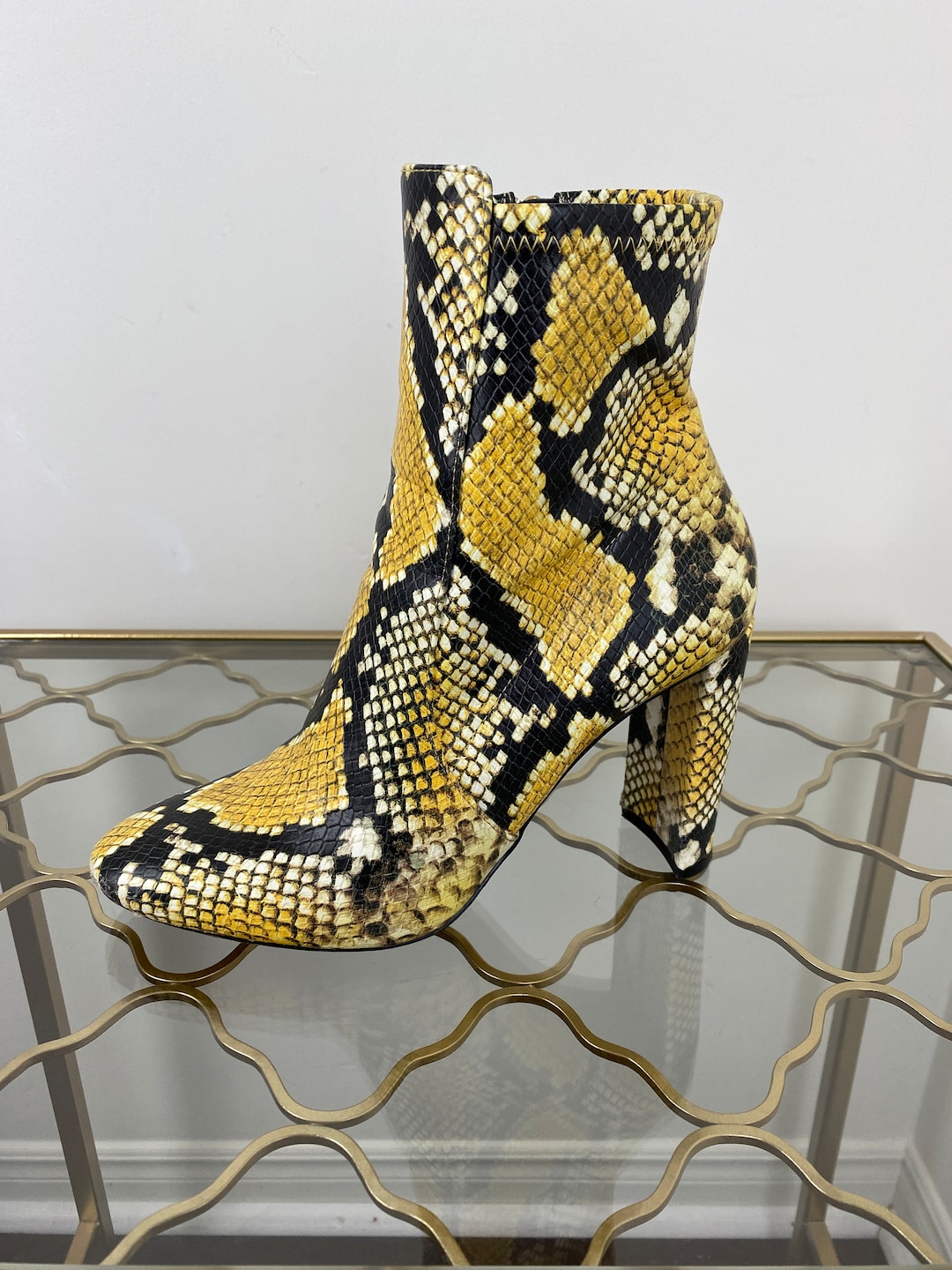 Vintage Faux Snakeskin Animal Print Boots High Heel Snakeskin Print ...