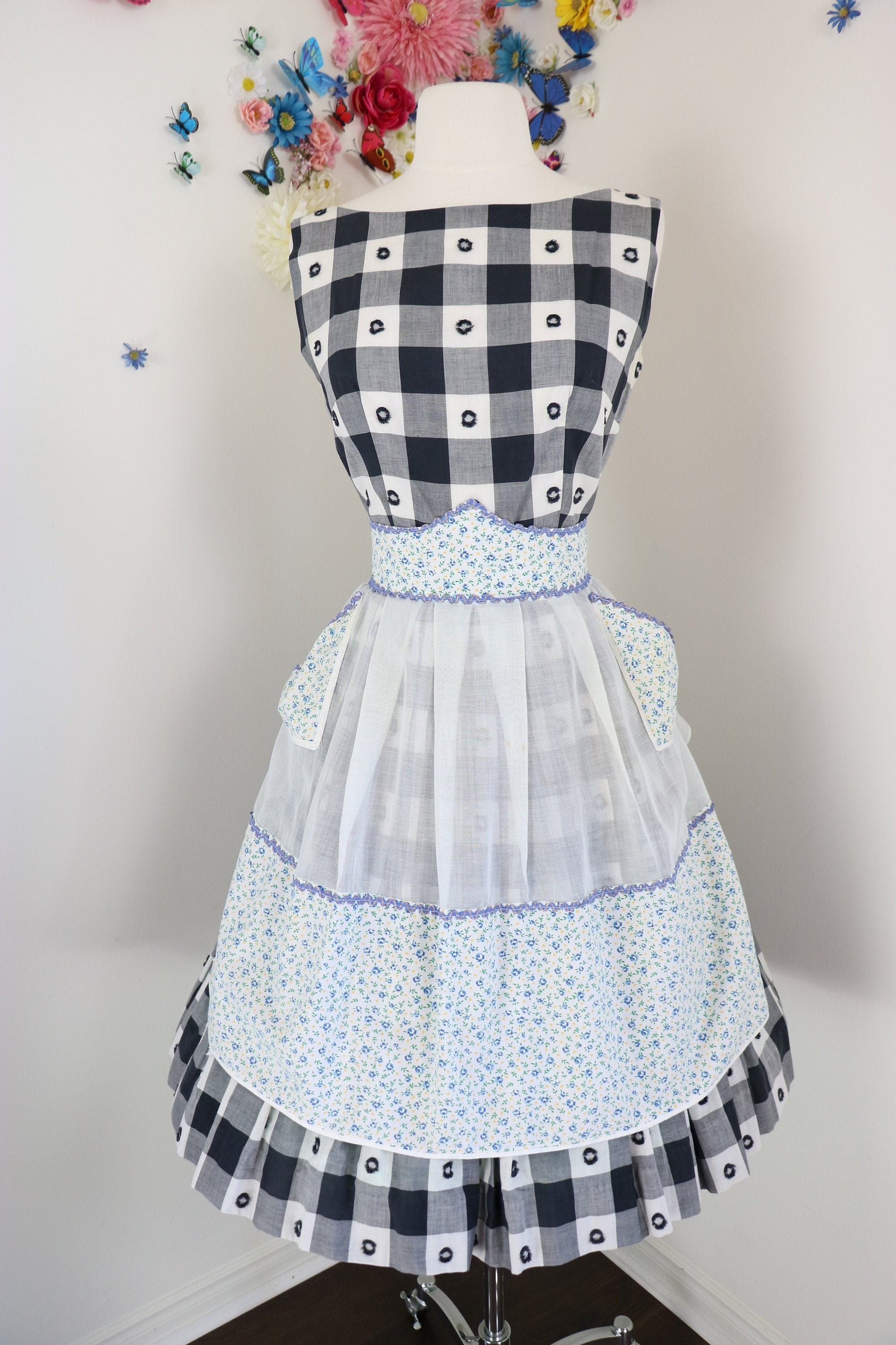 Vintage Apron 1950s Handmade Floral Calico Half Apron Rick | Etsy
