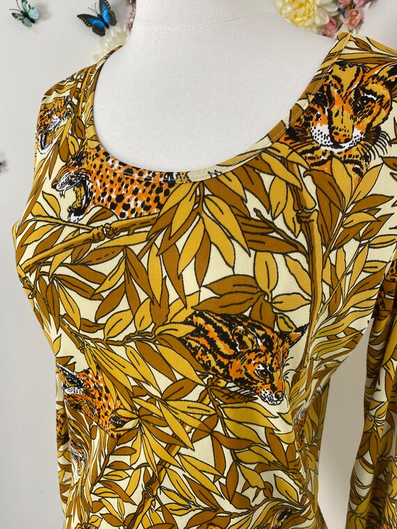 70s Tiger Jaguar Novelty Print Shirt - Vintage 1970s … - Gem