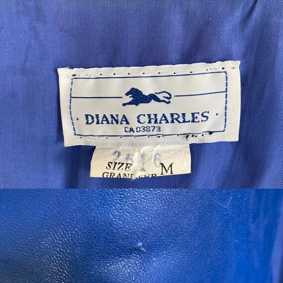 1980s Blue Leather Bomber Jacket - DIANA CHARLES Vint… - Gem