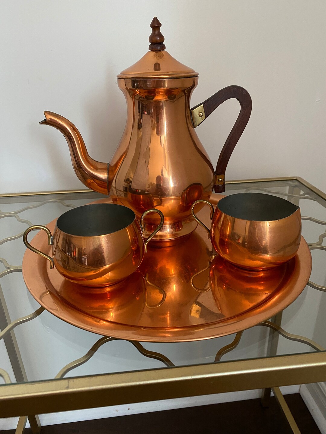Vintage ARGY EUROPE Copper Tea or Coffee Set With Teapot, Sugar Bowl ...