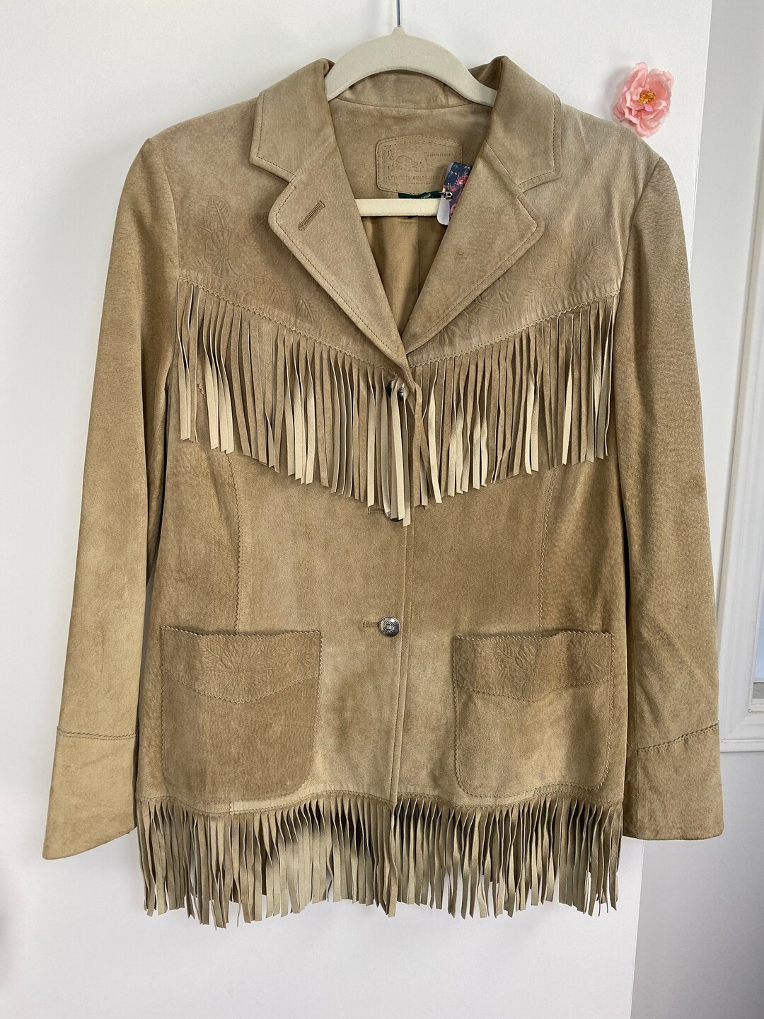 Vintage 80s LAUREN Dry Goods Co Brown Suede Fringe Jacket Country ...