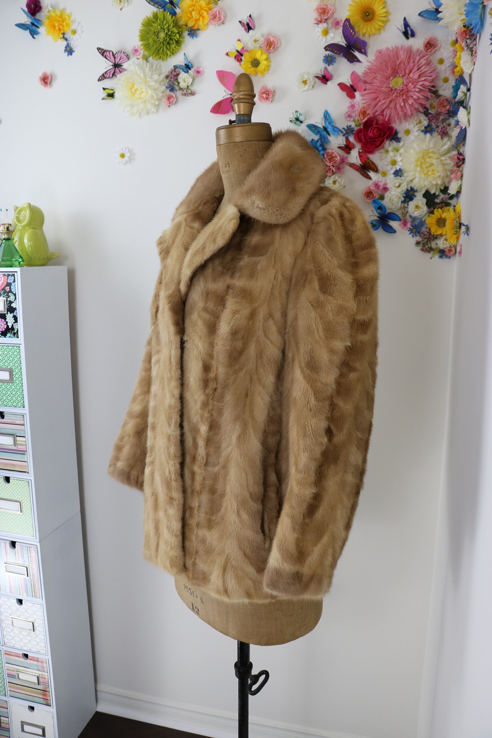 Vintage Golden Light Brown Mink Fur Coat Mid Length 50s 60s - Etsy