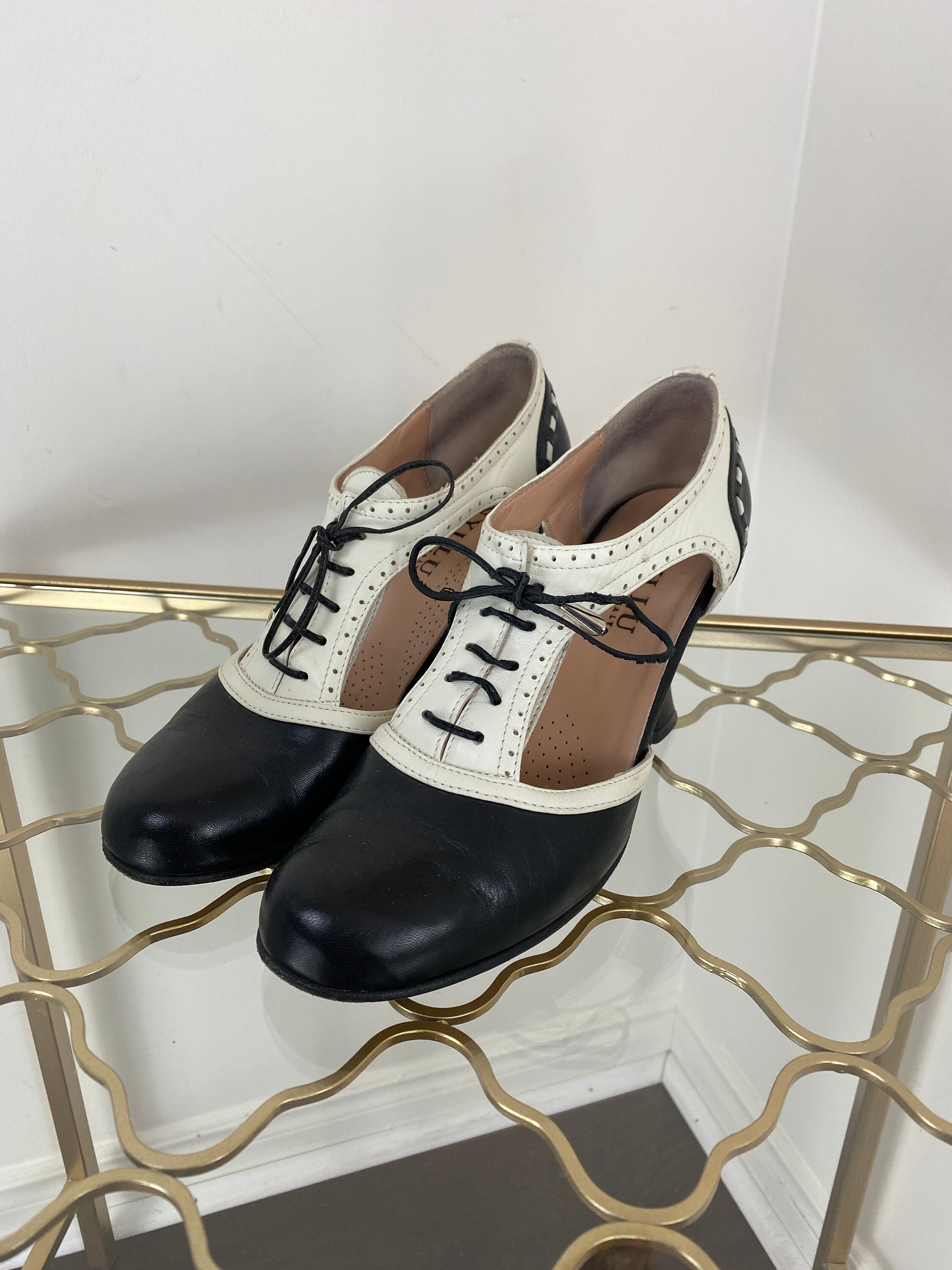 Handmade Designer Spectator Saddle Shoes Pump 37.5 EU 7 US | Etsy