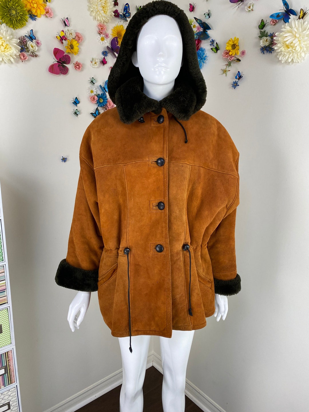 Vintage 80s Shearling Leather Parka - 1980s WOLFF of CANADA Winter Coat ...