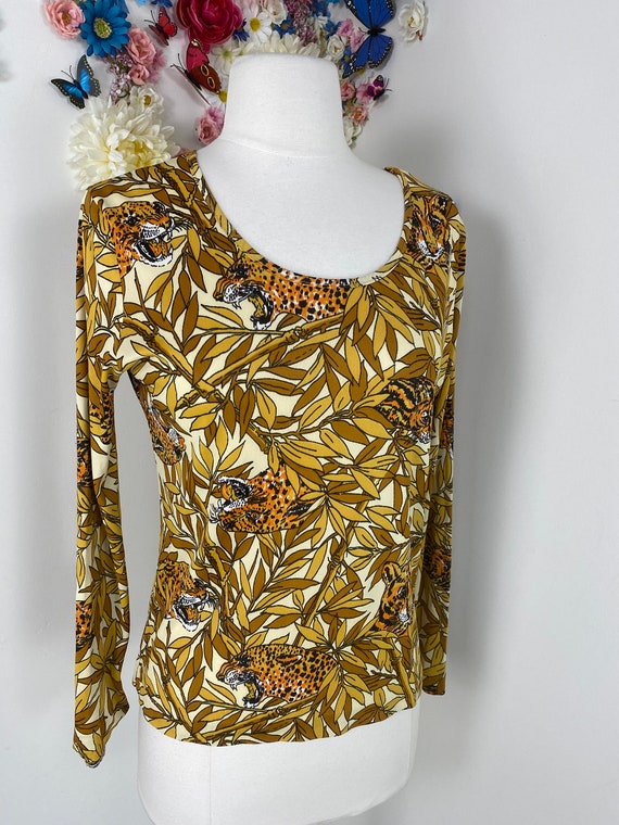 70s Tiger Jaguar Novelty Print Shirt - Vintage 1970s … - Gem