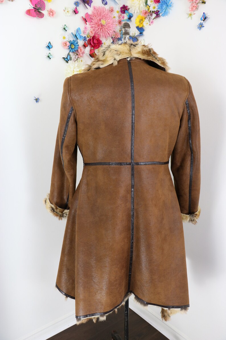 Faux Leather Fur Shearling Winter Coat by UTEX Warm Long | Etsy