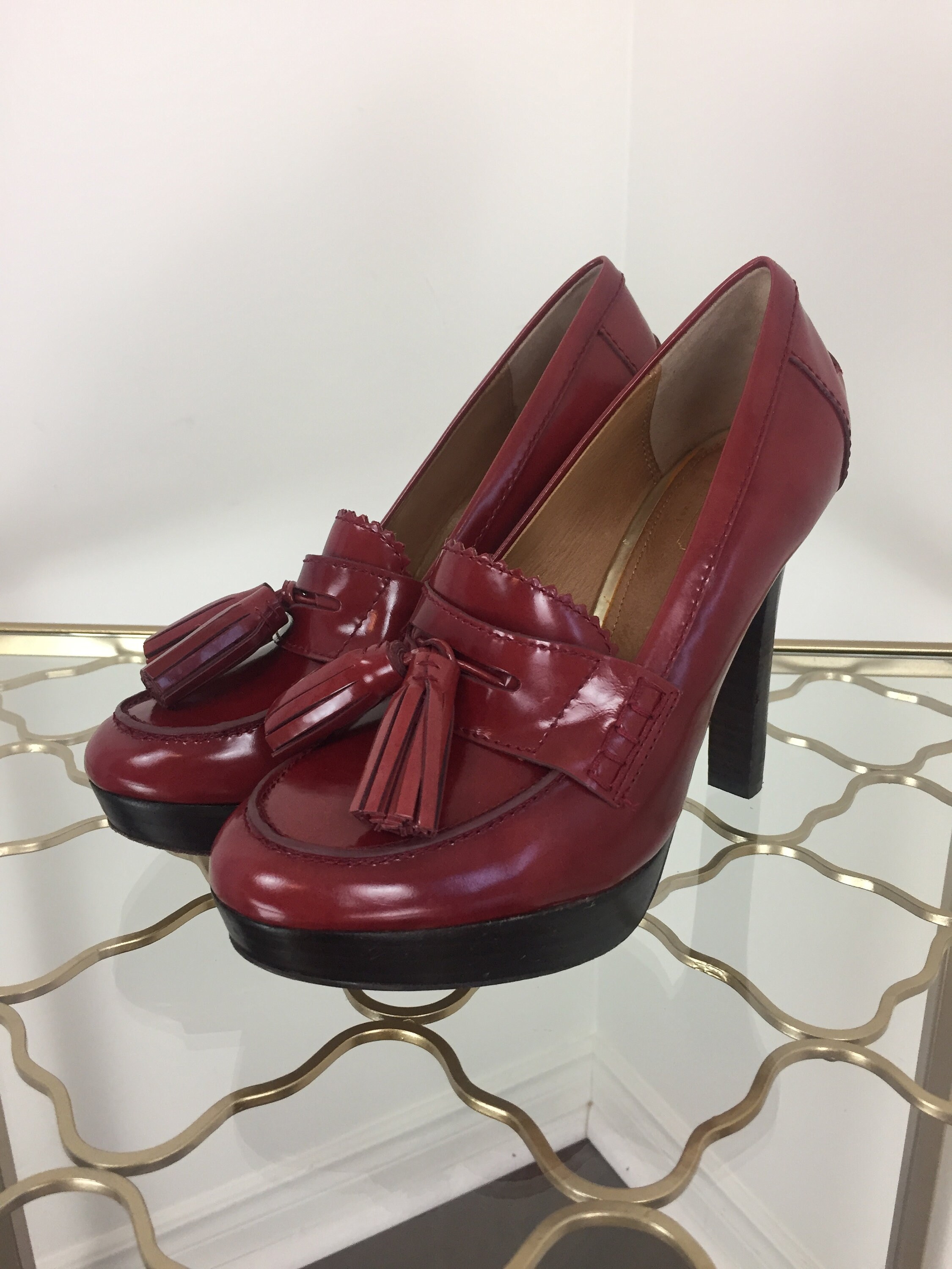 Coach Red Tassel Pumps Platform High Heel 4.5 Heel | Etsy