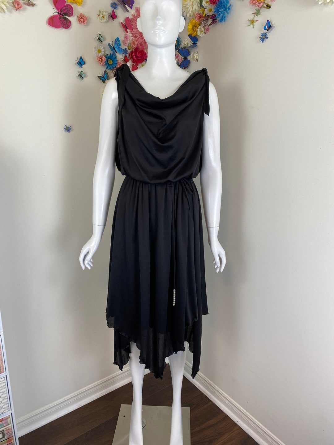 Vintage 70s Draped Handkerchief Hem Dress 1970s MR HERB Original ...