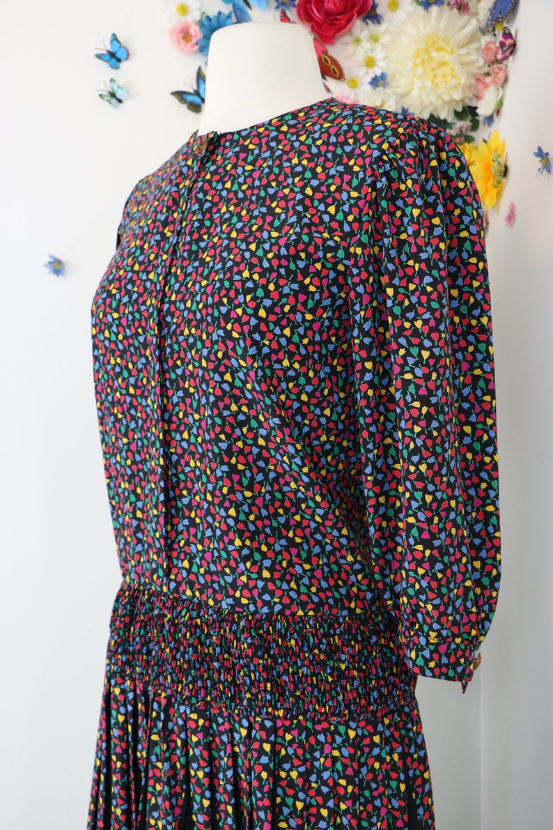 80s Does 20s Flapper Style Dress Psychedelic Rainbow Floral - Etsy