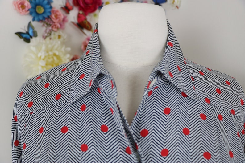 Vintage 80s Chevron Polka Dot Blouse L/XL PORTS - Etsy Canada