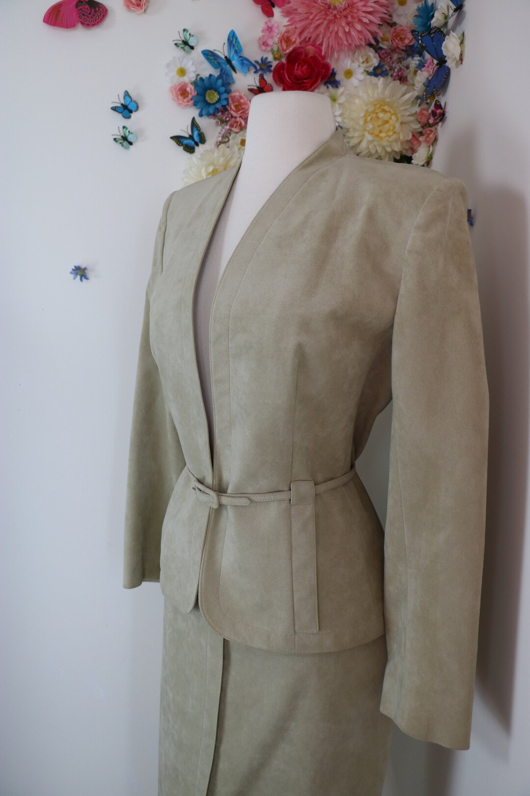 Vintage Dress Suit Set Faux Suede Two Piece Skirt Set by IRVING SAMUEL ...