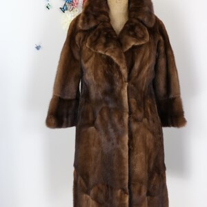 Vintage Long Mink Fur Coat 50s 60s Dark Brown Warm Winter - Etsy