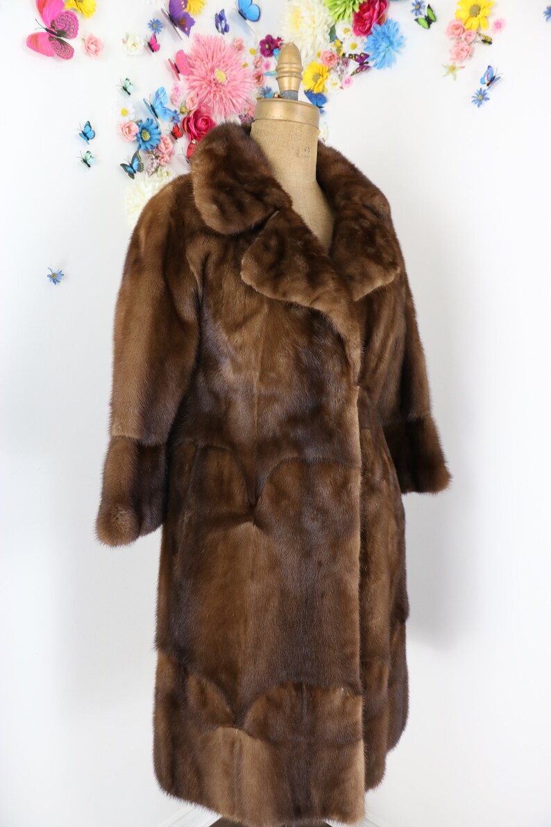Vintage Long Mink Fur Coat 50s 60s Dark Brown Warm Winter - Etsy