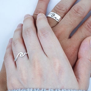 Wave Promise Ring Set His and Hers Promise Rings for Couples Wedding ...