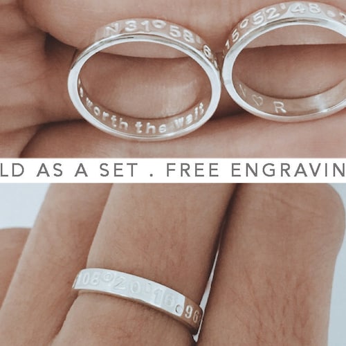 Personalized Sterling Silver Yellow Gold Plated Promise Ring | Etsy