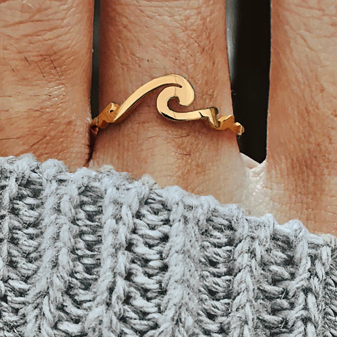 Wave Ring Gold Ocean Wave Ring, Nature Ring, Beach Ring Women, Dainty ...