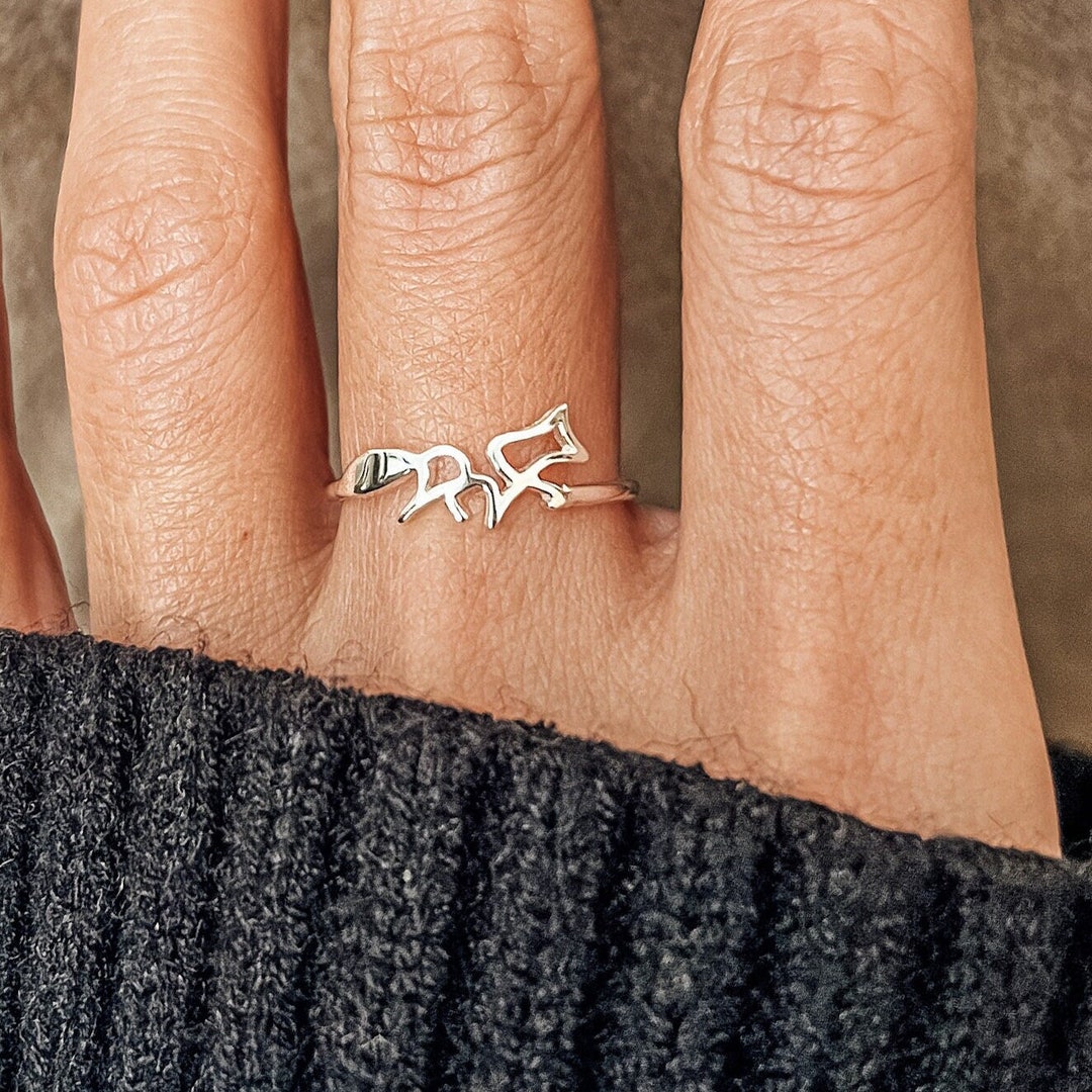 Fox Ring Dainty Fox Jewelry for Women Silver Fox Ring Tiny Gift Women ...