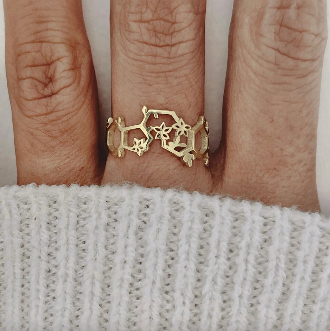 Serotonin Dopamine Ring Gold Molecule Science Ring Chemistry Jewelry ...