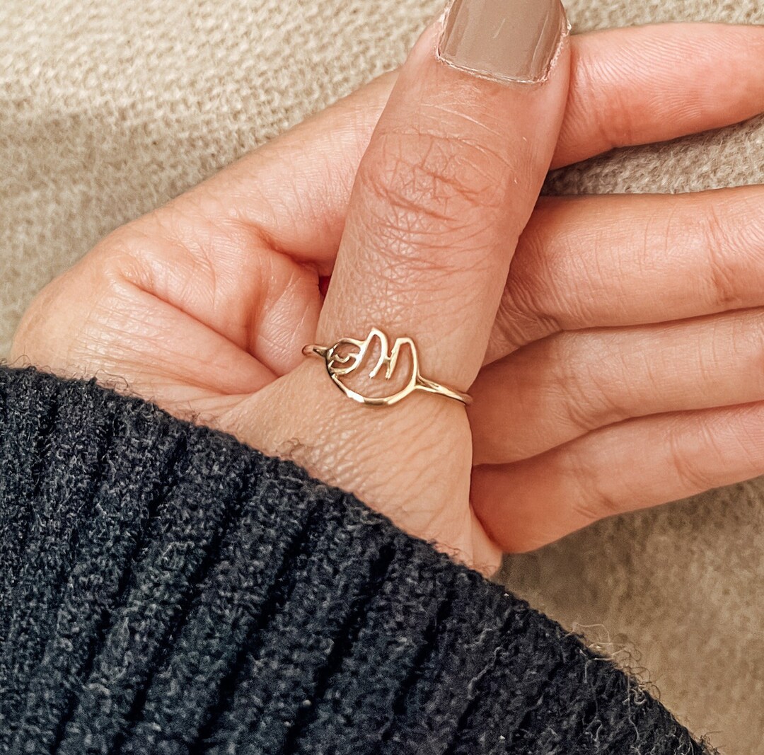 Gold Sloth Ring, Silver Sloth Jewelry, Handmade Sloth Christmas Gift ...