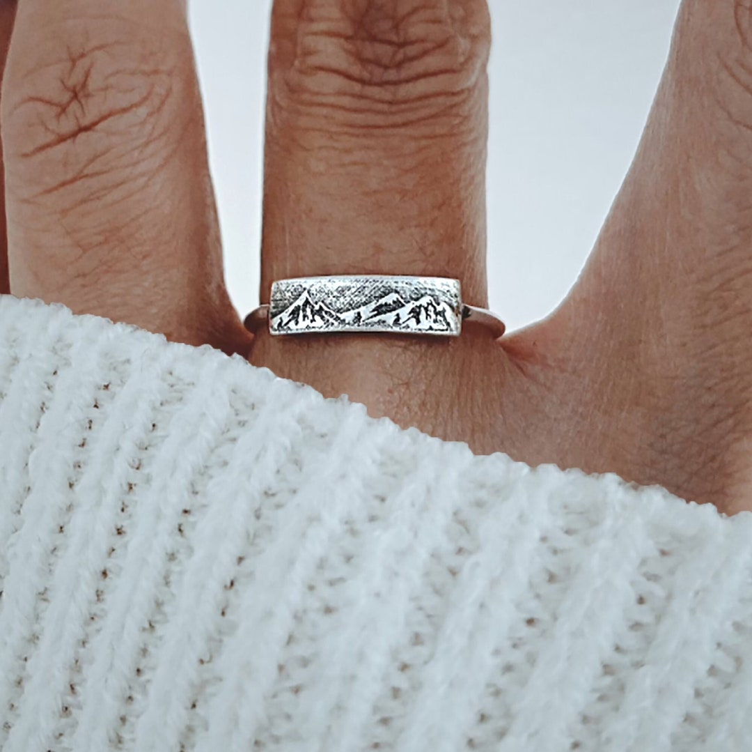 Simple Mountain Ring, Silver Mountain Range Ring, Dainty Nature Ring ...