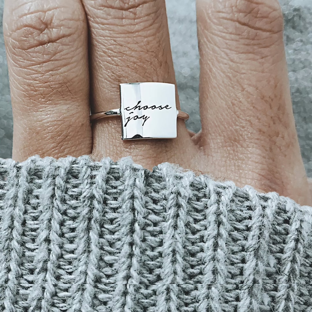Joy Ring Gold Choose Joy Mantra Ring Custom Word Inspirational Ring ...
