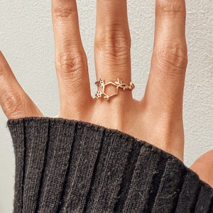 Dopamine Ring Gold, Silver Molecule Ring, Science Ring, Chemistry Ring ...