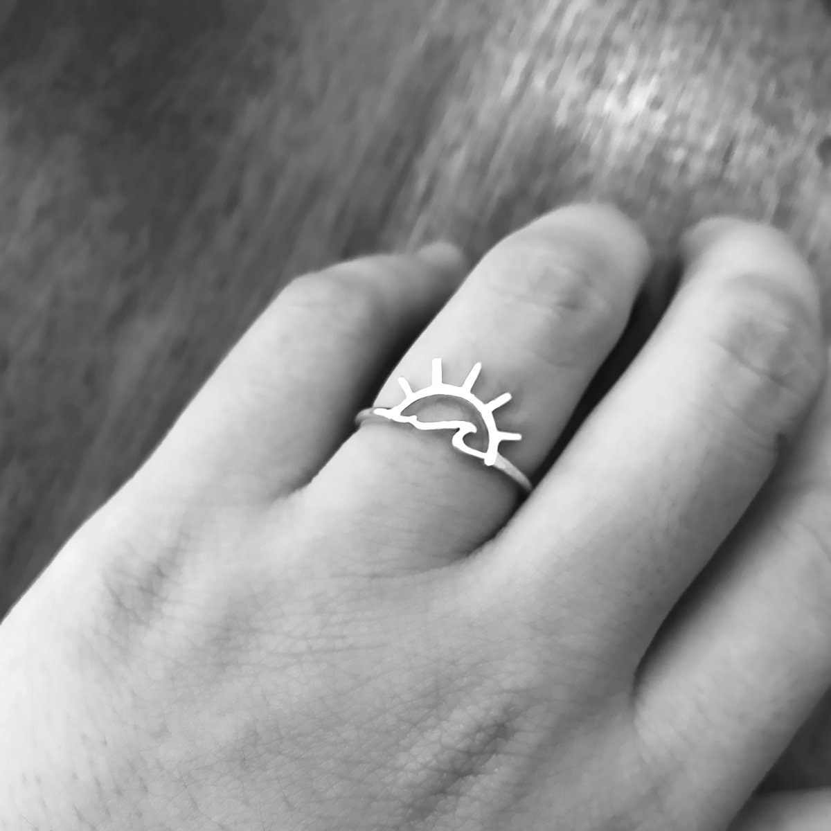 Sunrise Ring Wave Ring Sun Ring Wave Jewelry Ocean | Etsy